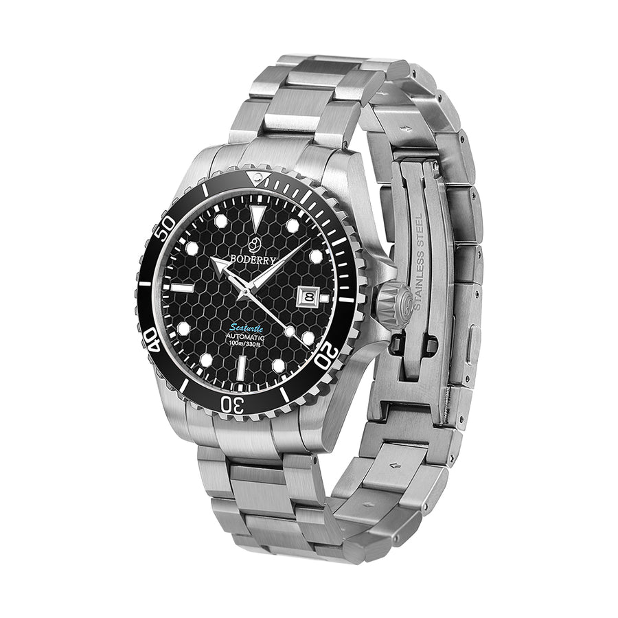 SEATURTLE.OCEAN(TITANIUM) - Automatic Titanium Diver Watch | Black/Ti-