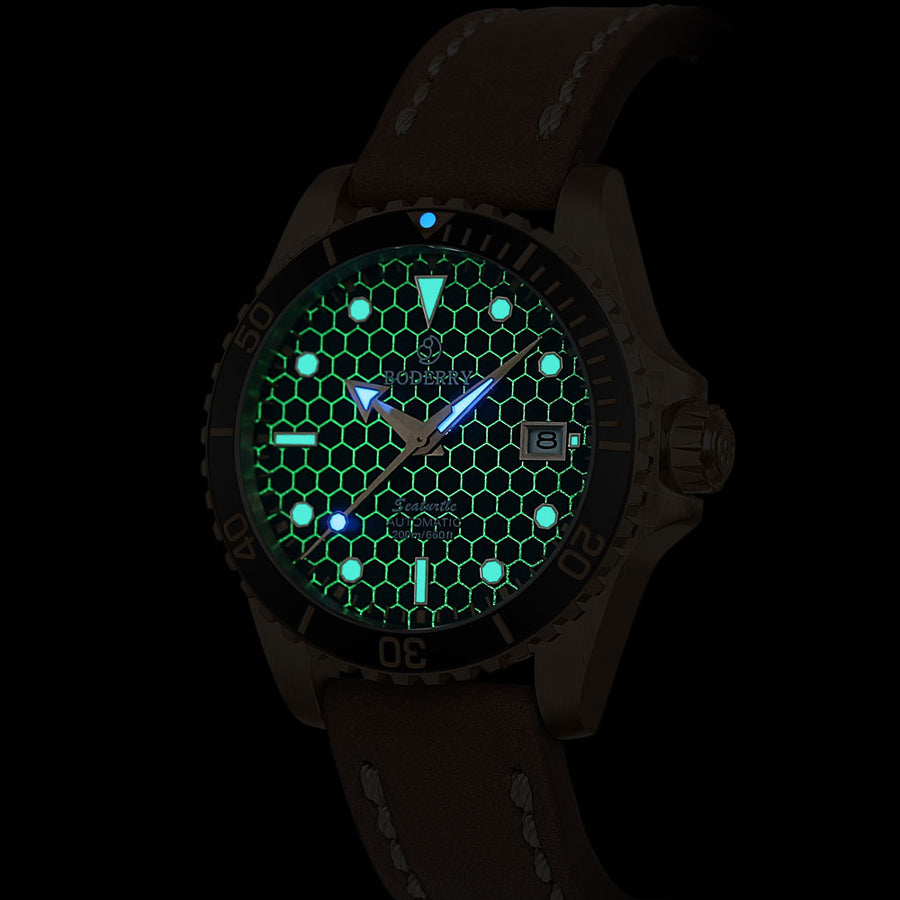 SEATURTLE.OCEAN(BRONZE) - Automatic Bronze Diver Watch | Black/FKM Rub