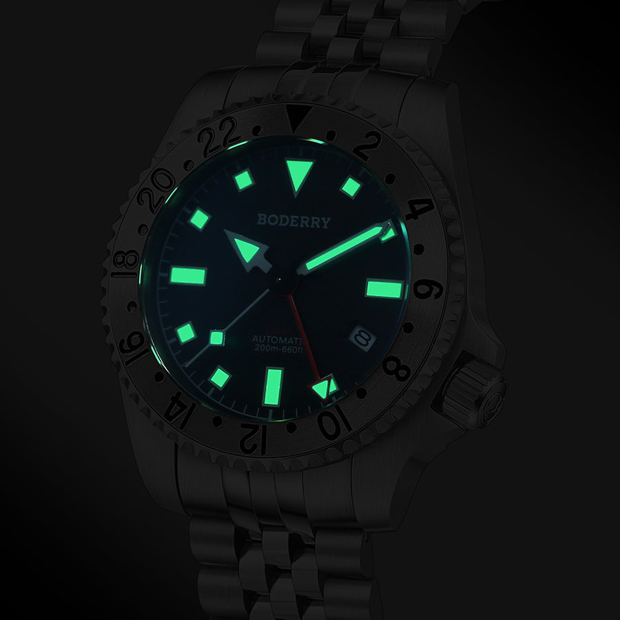 ADMIRAL GMT - 200M Waterproof Titanium Automatic Diver Watch | Black-T