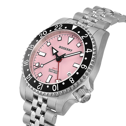 ADMIRAL GMT - 200M Waterproof Titanium Automatic Diver Watch | Pink-(C