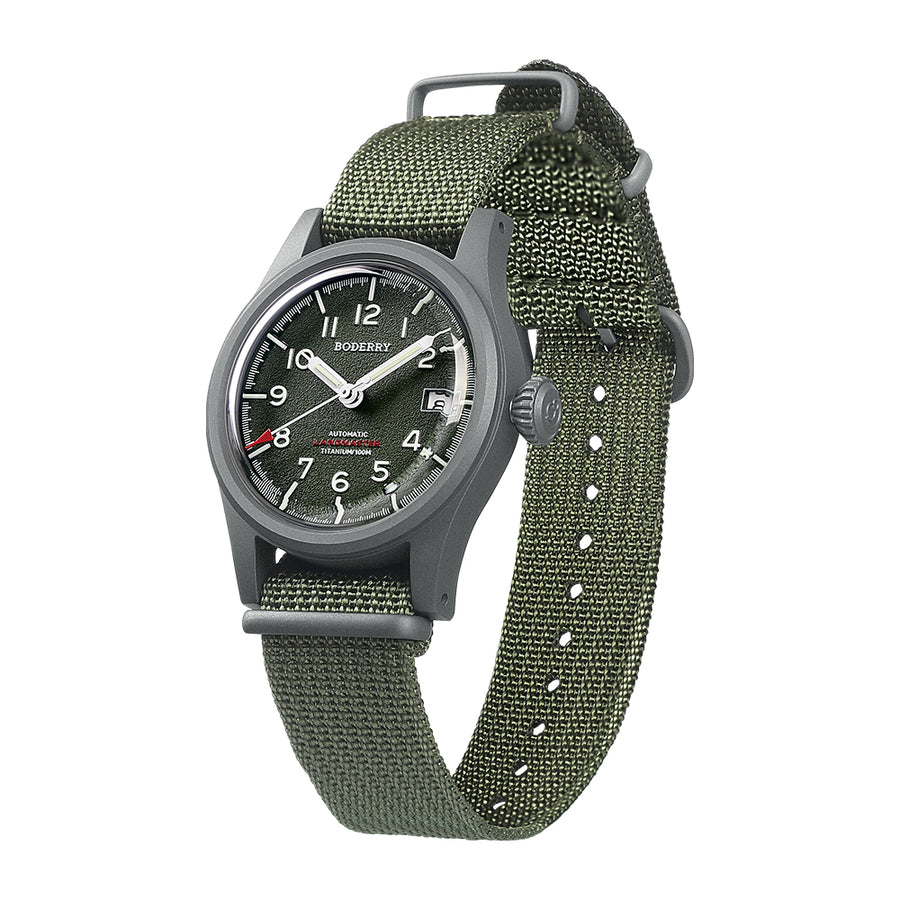 LANDMASTER - 100M Waterproof Titanium Automatic Field Watch | Green
