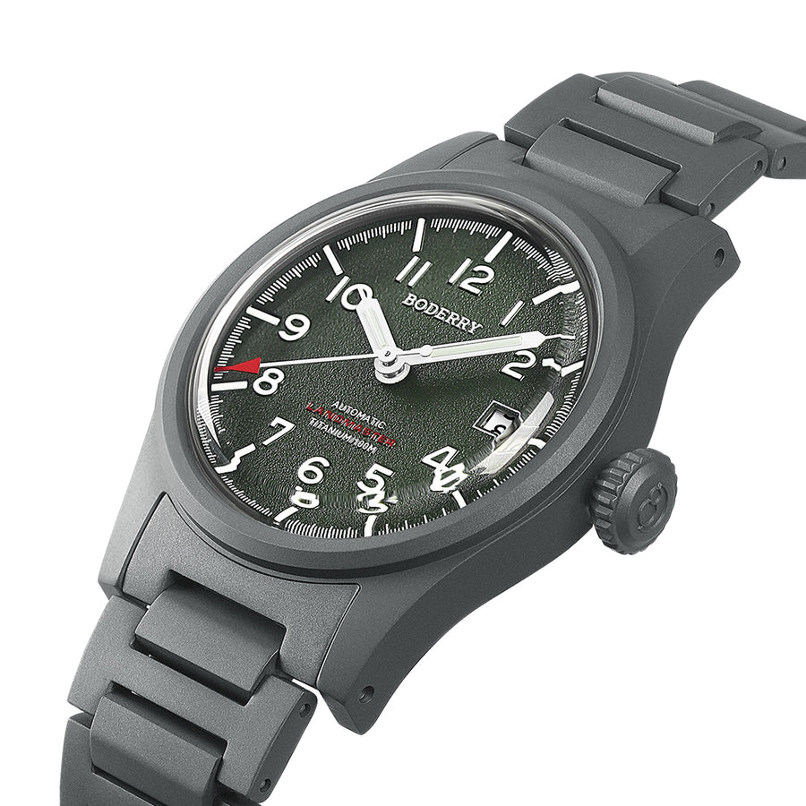 LANDMASTER - 100M Waterproof Titanium Automatic Field Watch | Green-br