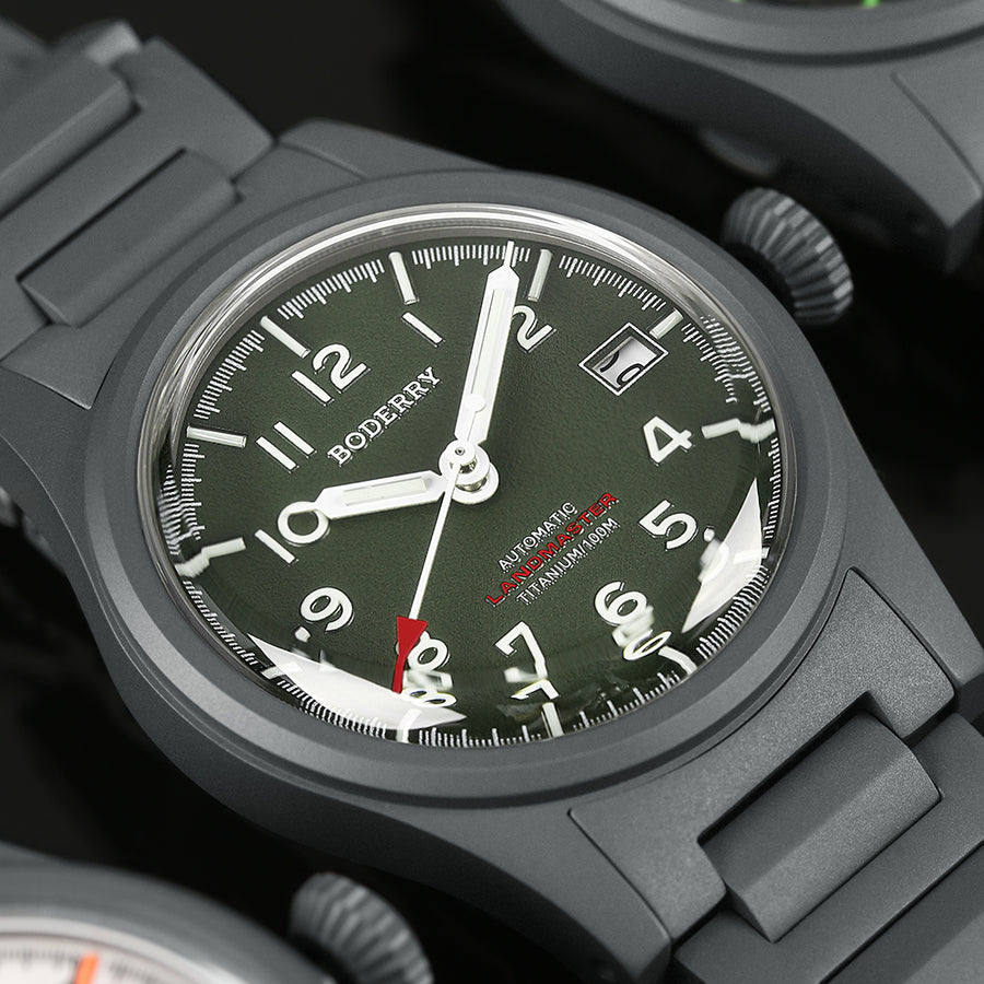 LANDMASTER - 100M Waterproof Titanium Automatic Field Watch | Green-br