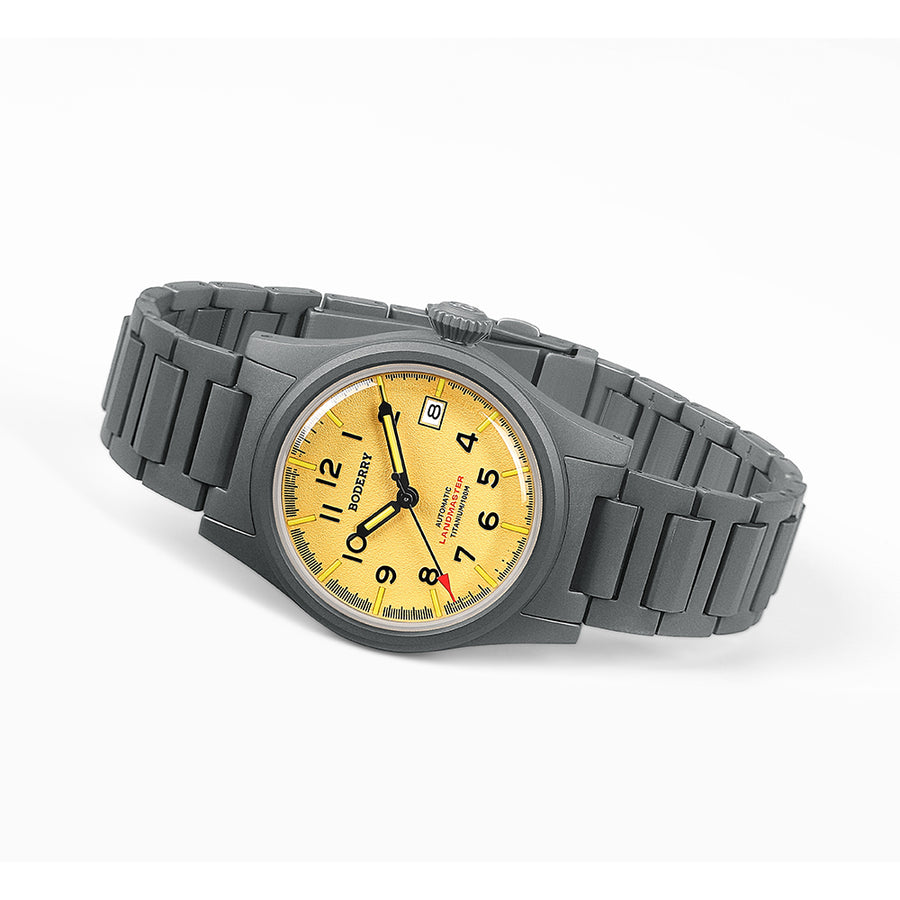 LANDMASTER - 100M Waterproof Titanium Automatic Field Watch | Yellow-b