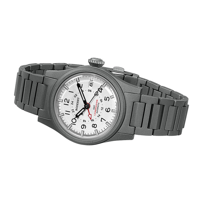 LANDMASTER GMT – Titanium Automatic Tritium Field Watch | White-bracel