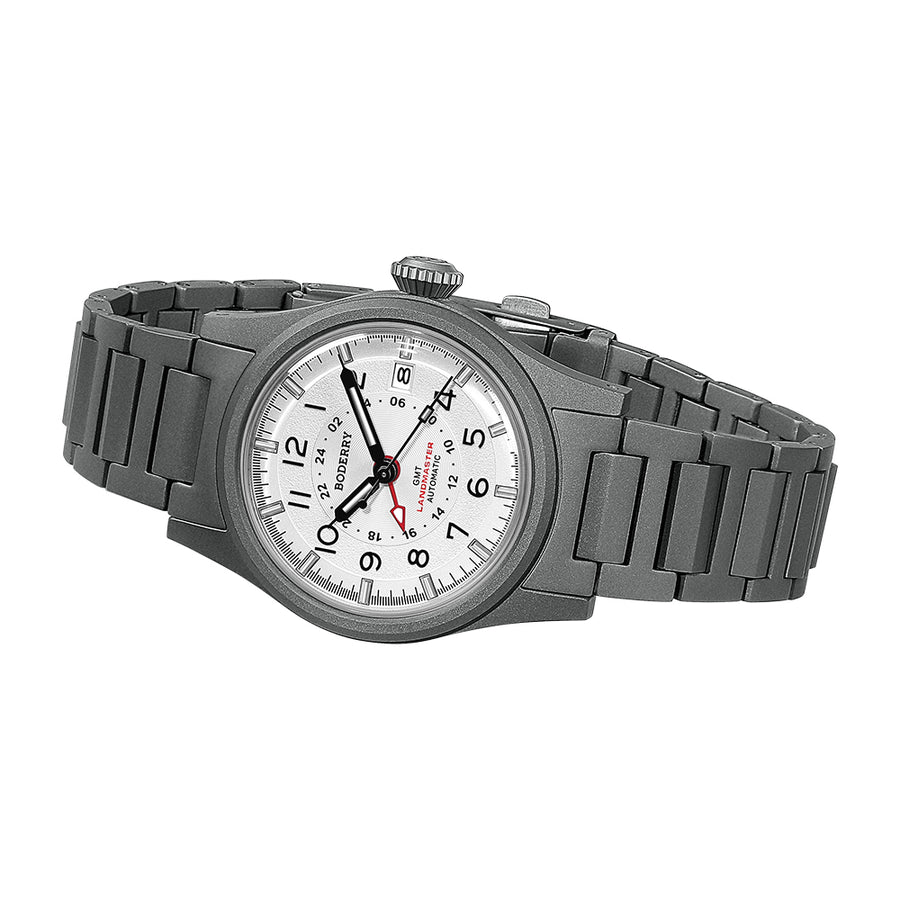 LANDMASTER GMT – Titanium Automatic Tritium Field Watch | White-bracel