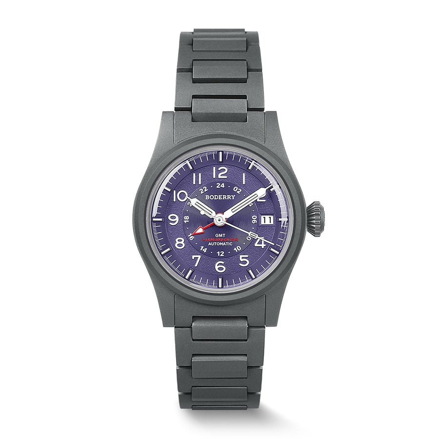 LANDMASTER GMT – Titanium Automatic Tritium Field Watch | Purple-brace