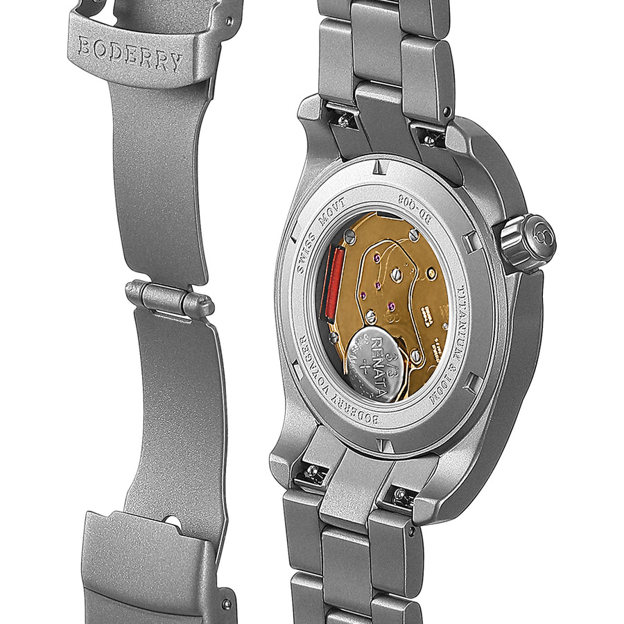 Boderry VOYAGER 38 - 100M Waterproof Titanium Field Watch | White-bracelet